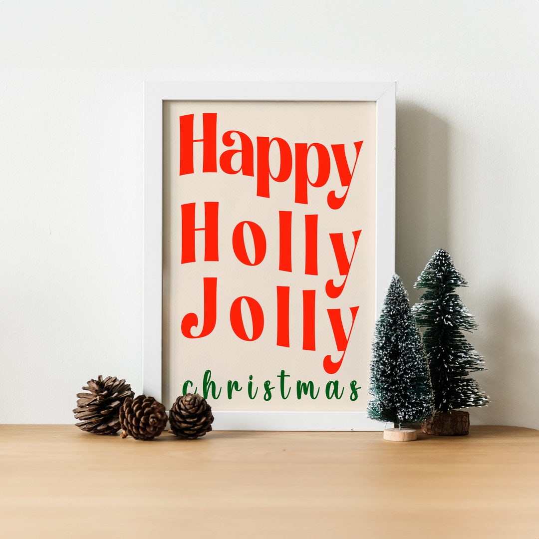 Holly Jolly | Poster, Typography - Printable Wall Art, Mid Century ...