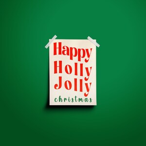 Holly Jolly | Poster, Typography - Printable Wall Art, Mid Century ...
