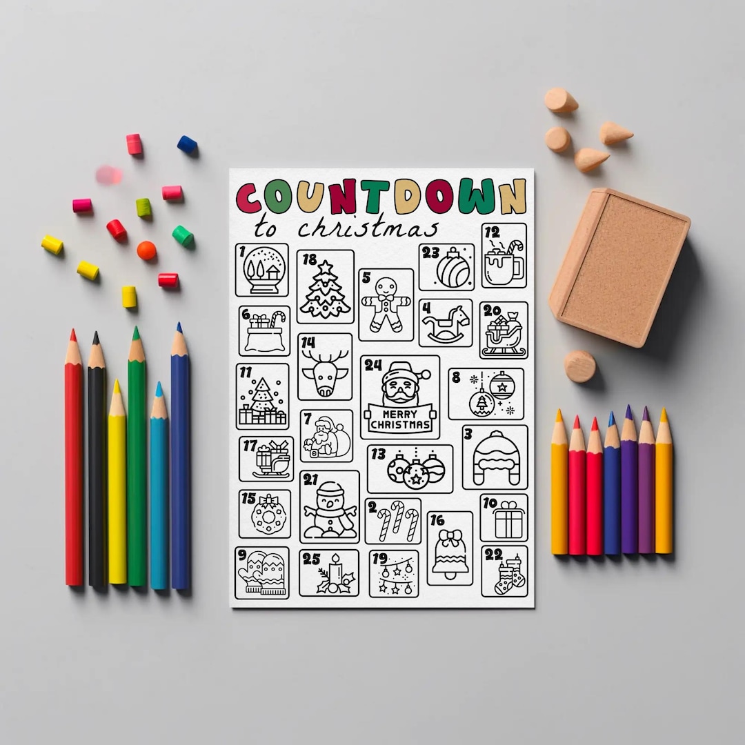 Christmas Advent Calendar, Christmas Countdown, Poster, Kids, Christmas ...