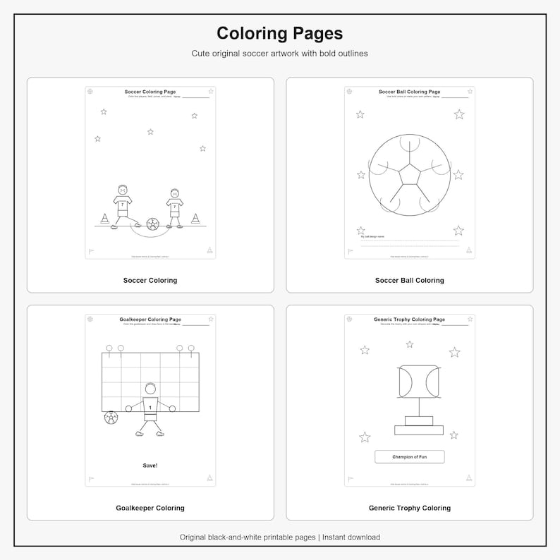 Kids Soccer Activity Pack, Coloring Pages, Games, Puzzles (digital ...