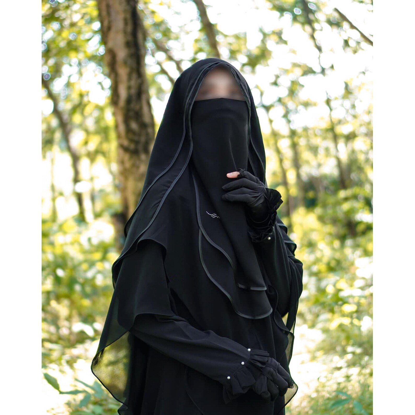 Two Layers Chiffon Niqab Saudi Niqab with Satin Ribbon | Etsy