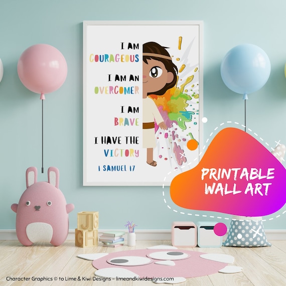 Affirmation Wall Art for Kids Printable Poster David & - Etsy