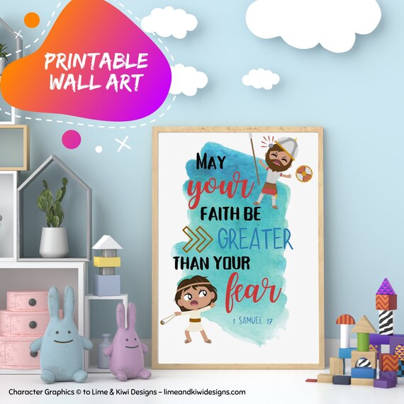 Bible Story Wall Art for Kids Printable Poster David & - Etsy