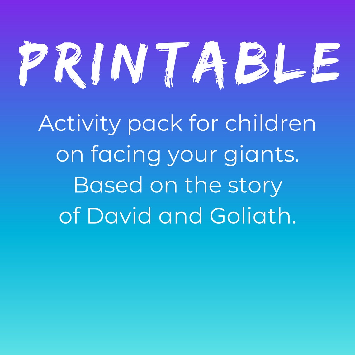 David & Goliath Activity Pack for Kids | Bible Lesson | Coping ...