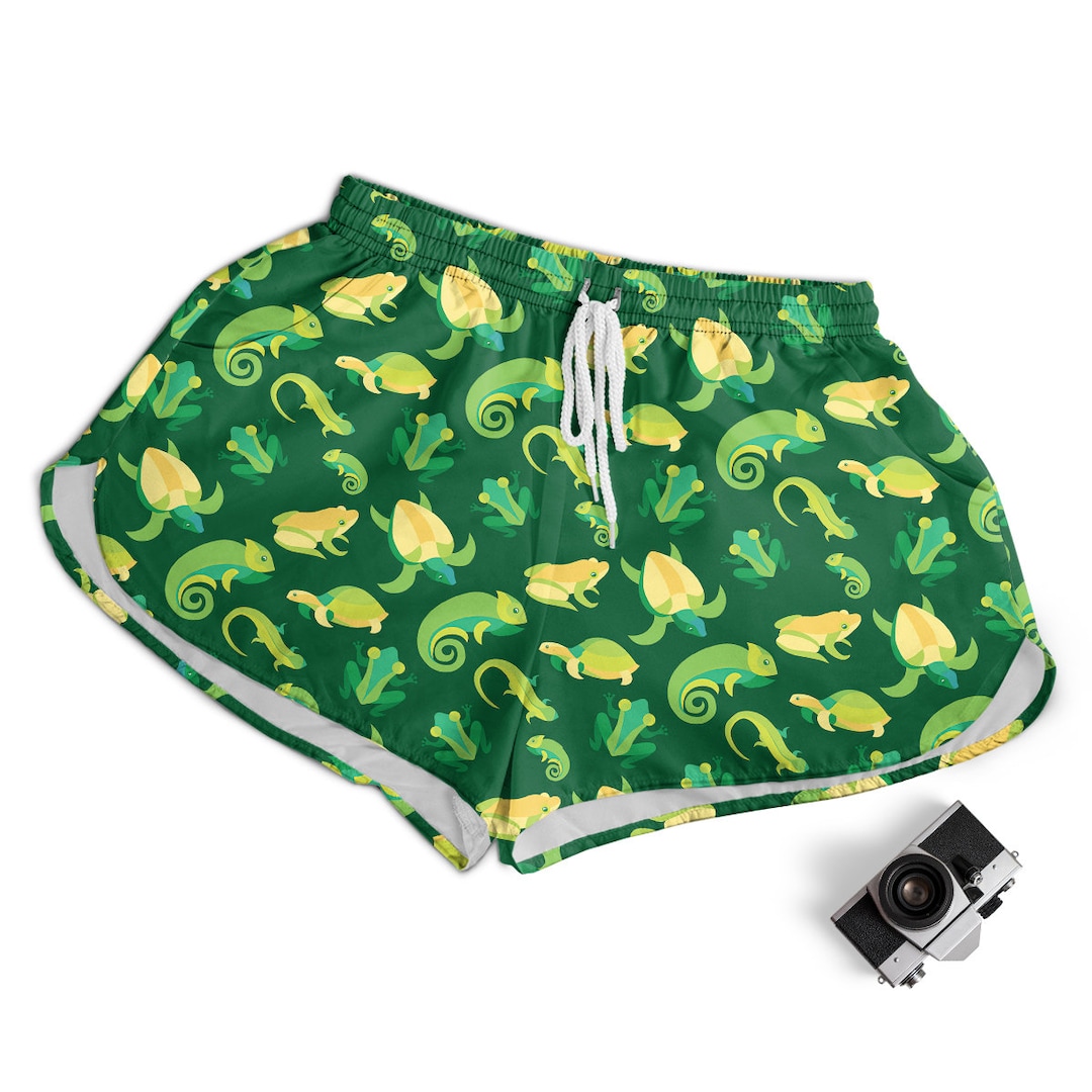 Seamless Pattern With Frogs and Reptiles Women Beach Shorts - Etsy