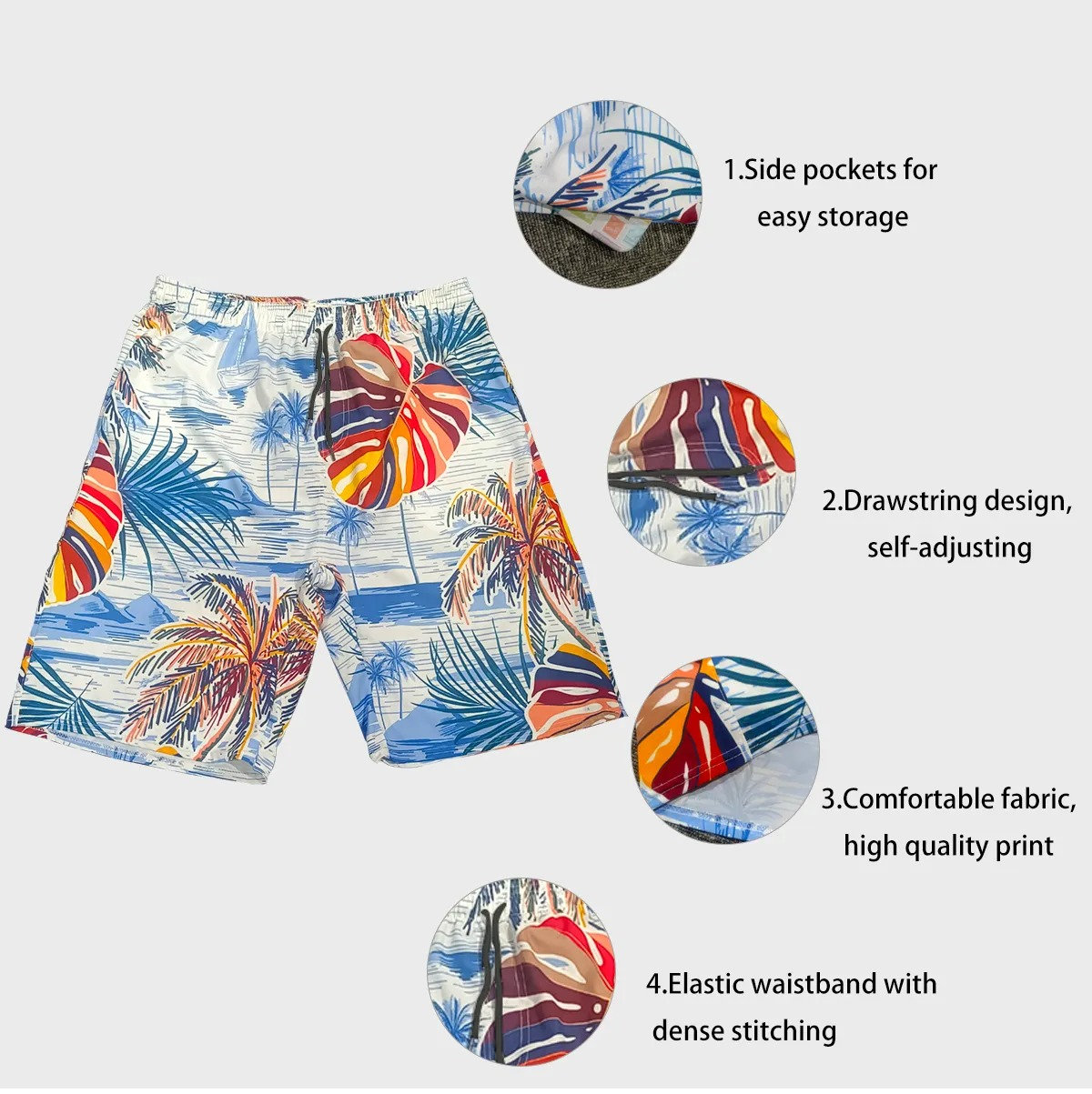 Vintage Daisy Flowers Seamless Pattern Men Beach Shorts sold by Set ...