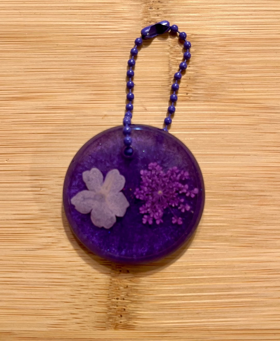 Purple Circle Flower Keychain. - Etsy