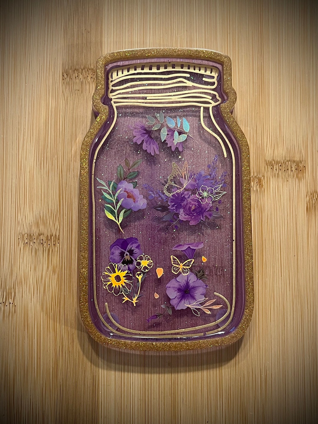 Purple Flower Mason Jar Tray. - Etsy