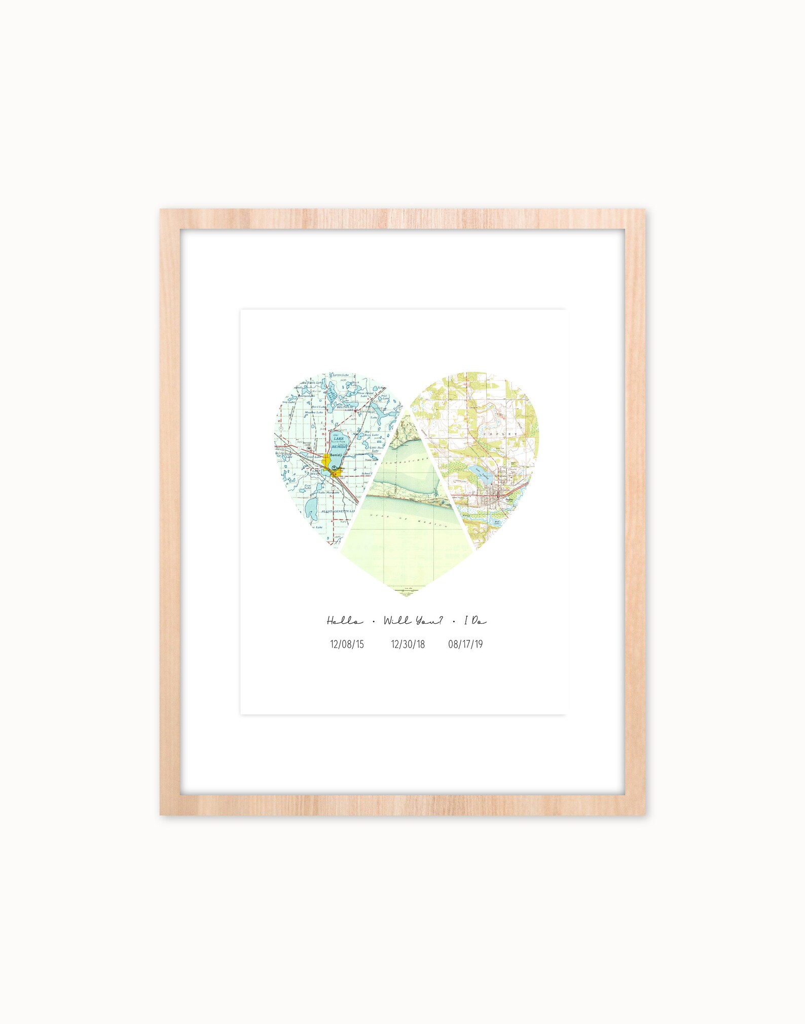 Customizable Heart Print With Maps. Wedding, Engagement, Anniversary ...