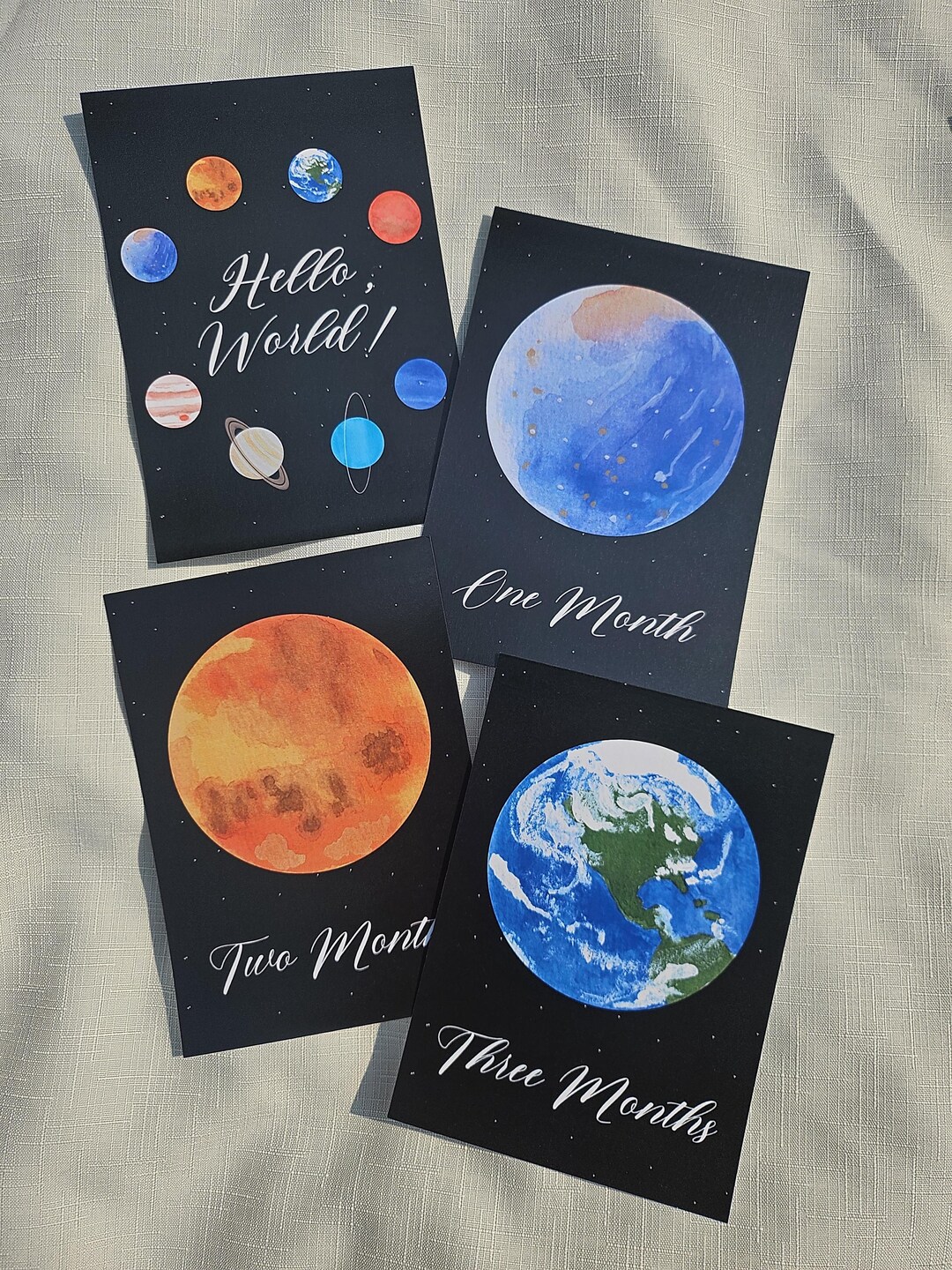 Space Baby Milestone Cards – Watercolor Galaxy, Gender Neutral, 14-card ...