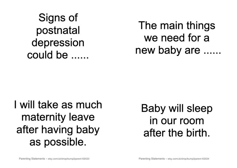 DIGITAL Parenting Statement Cards for Antenatal Classes - Etsy