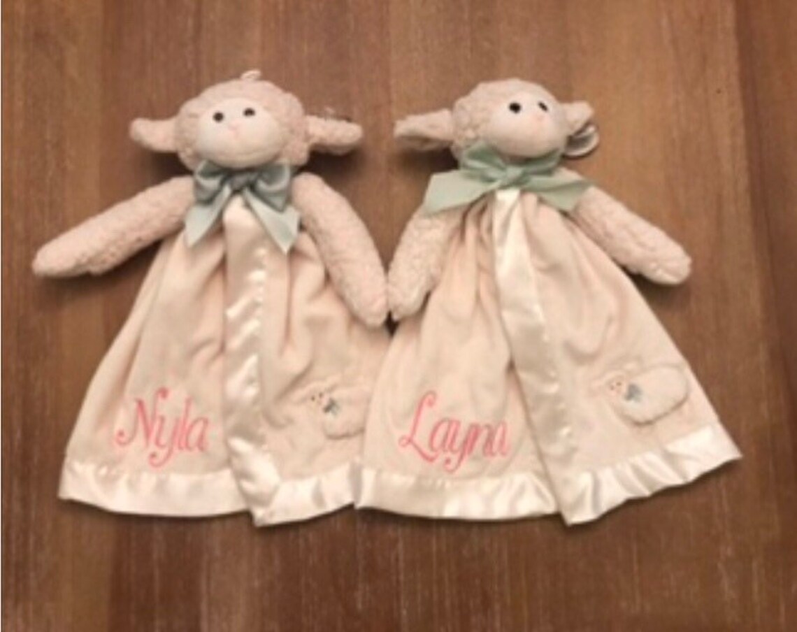 Monogrammed Lovie personalized baby gift animal lovey twin | Etsy