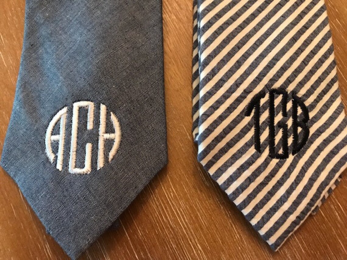 Monogrammed Ties/ Personalized Fathers Day/ Groom’s Tie/ Wedding Ties ...