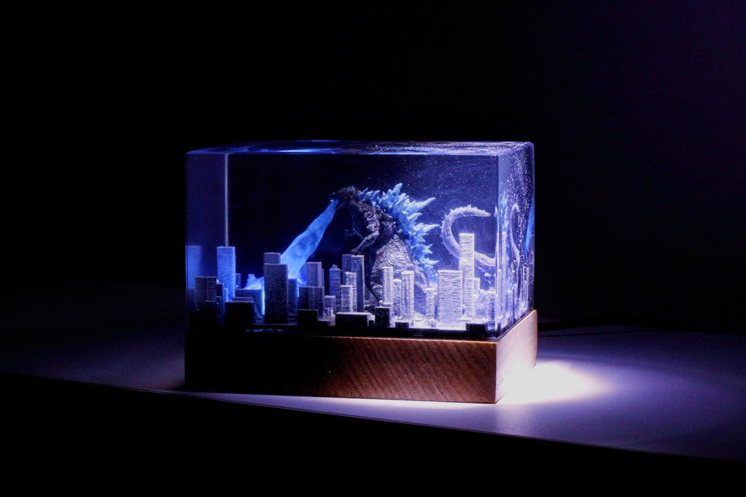 Godzilla Resin Lamp, Titan Resin Lamp, Godzilla City Lamp, Epoxy Resin ...