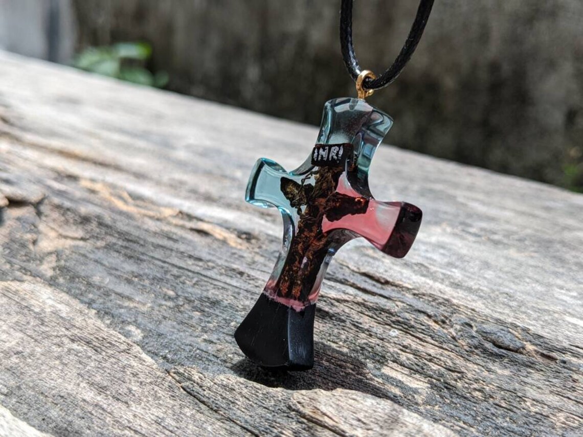 Wood Resin Cross Wood Resin Jewelry Wenge Cross Necklace - Etsy