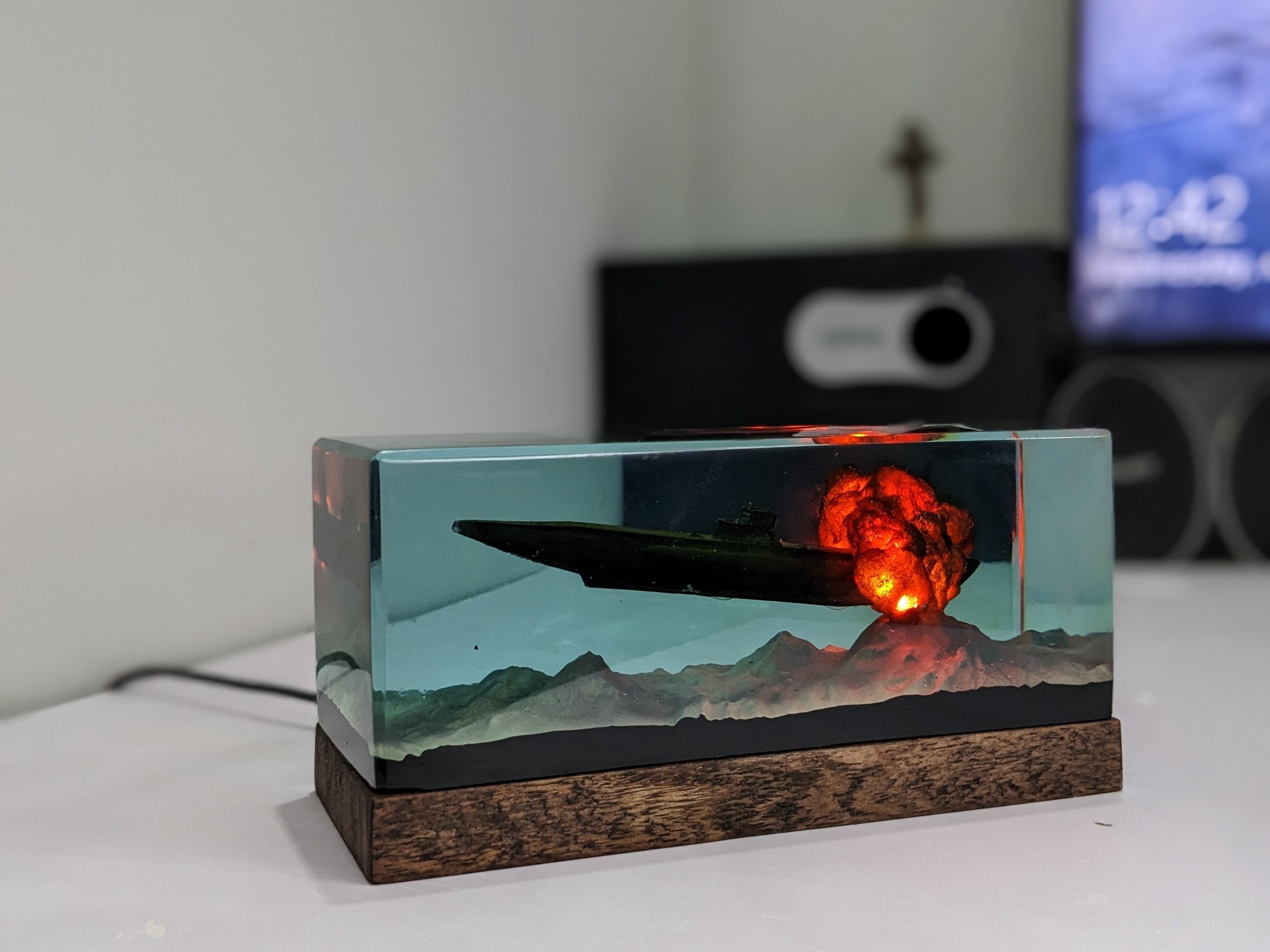 Resin Sculpture Unique Explosion Decoration Warship Submarine - Etsy