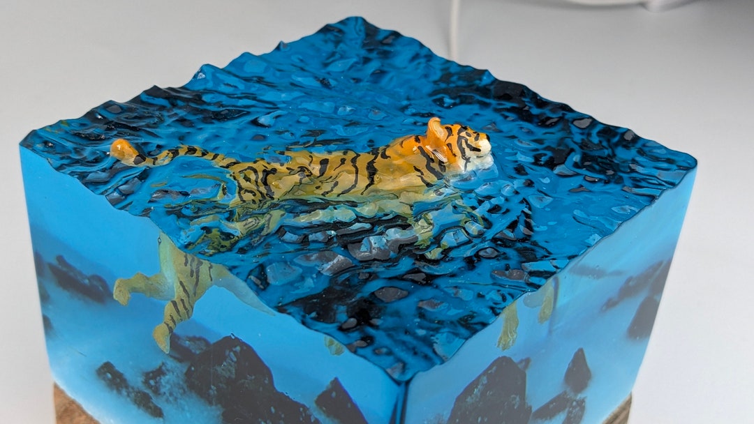 Tiger Resin Lamp, Ocean Lamp, Tiger Statue - Etsy