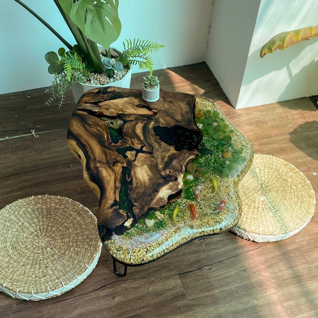 Table 3D Koi Fish, Koi Fish Resin Table, Koi Fish Dining Table, Epoxy ...