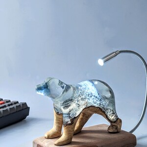 Handcrafted Bear Lamp, Bear Sculpture Lamp, Resin Lamp, Desk Resin Lamp ...