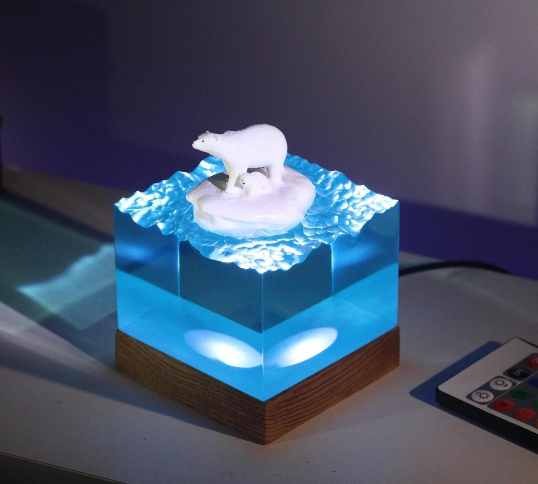 Polar Bear Epoxy Night Lamp, Resin Lamp, Resin Night Light, Mother ...