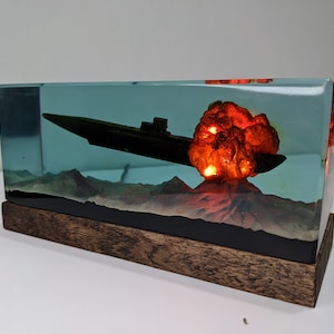 Resin Sculpture, Unique Explosion Decoration, Warship Submarine ...