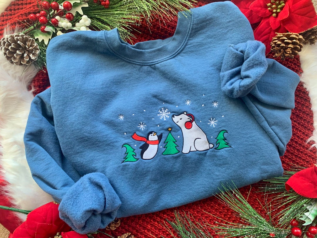 Snowfall Buddies Embroidered Unisex Sweatshirt Winter Sweater Christmas ...