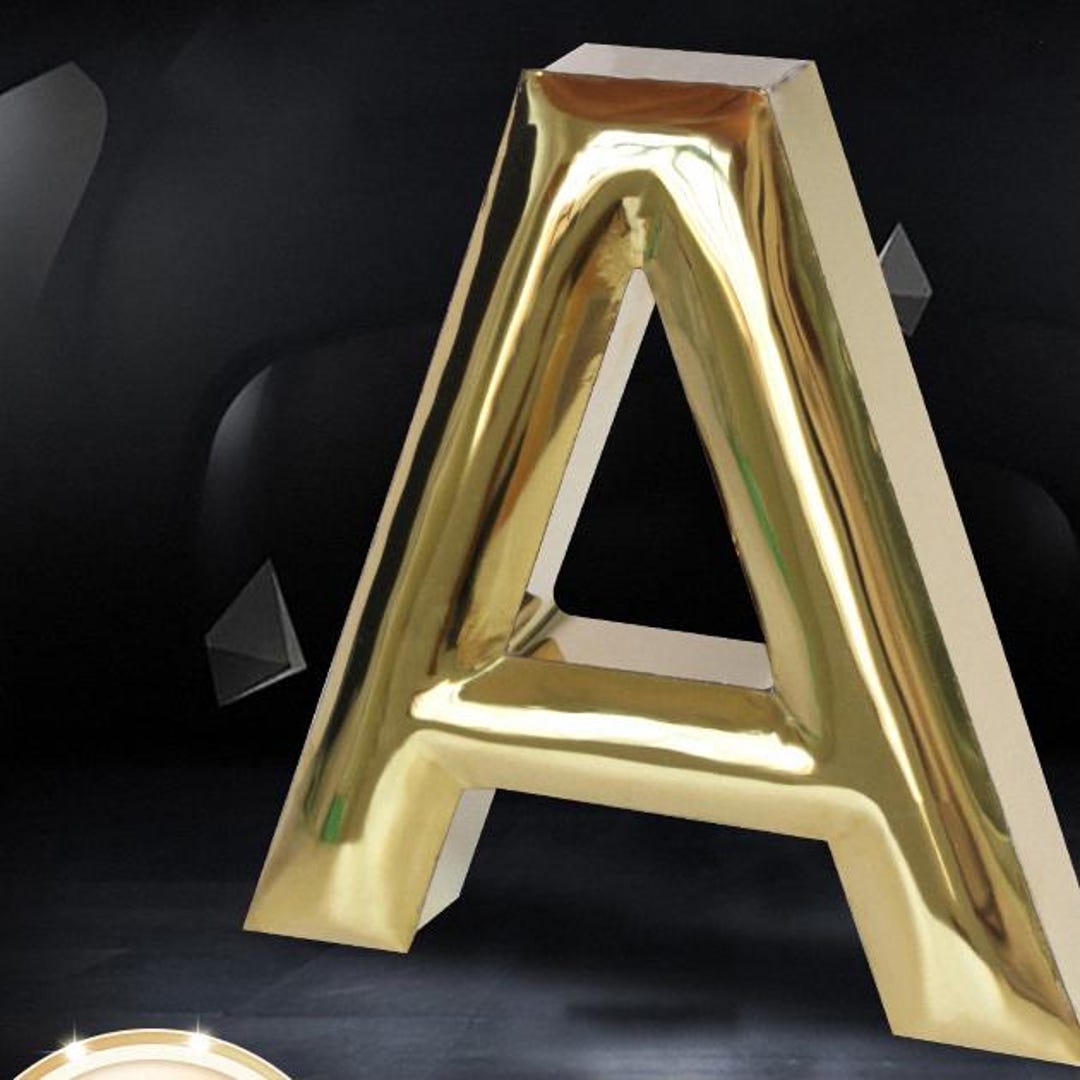 Custom 3D Spherical Steel Metal Letter Sign, Gold Slippery Outdoor ...