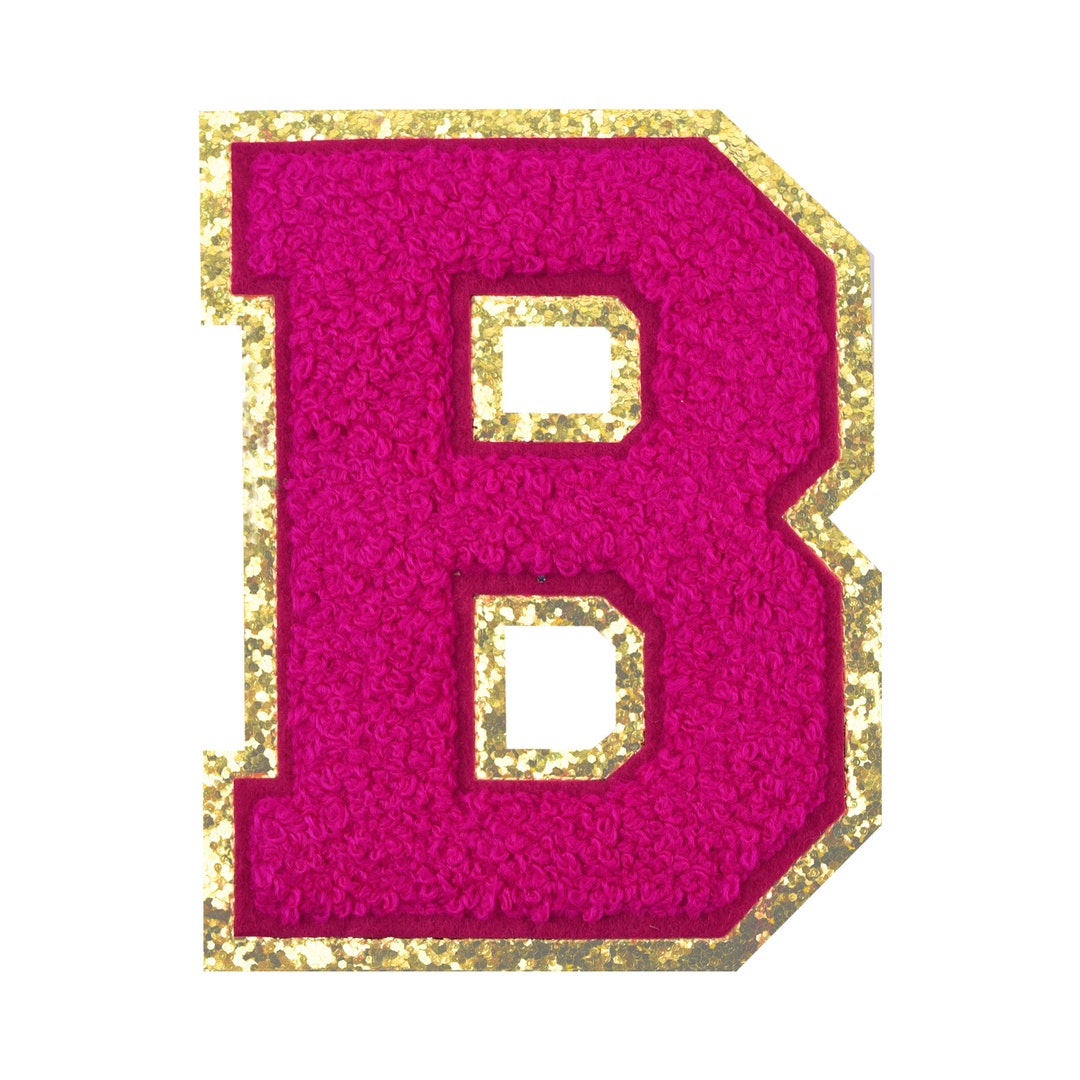 Glitter Pink Letter Iron on Patches, A-Z Chenille Patch, 4.5 Inches DIY ...