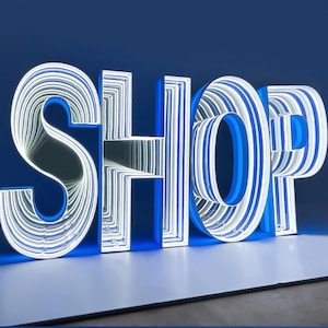 Custom Infinity Mirror Personalized Business Sign, 3D Luminous Letter ...