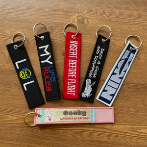 100PCS Customized Embroidery Keychain, Flight Woven Keychain, Double ...