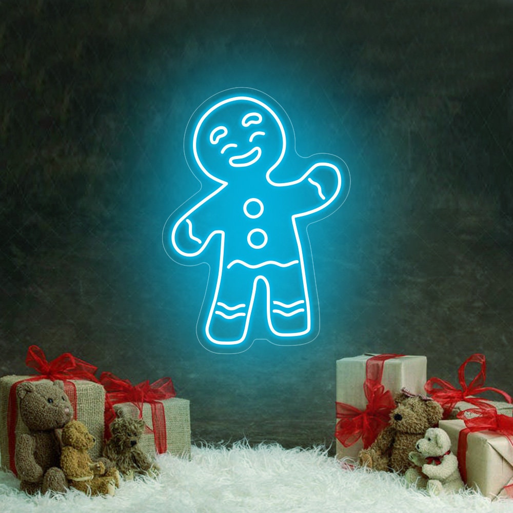 Gingerman Christmas Neon Sign Gingerbread Christmas Neon Sign Merry ...