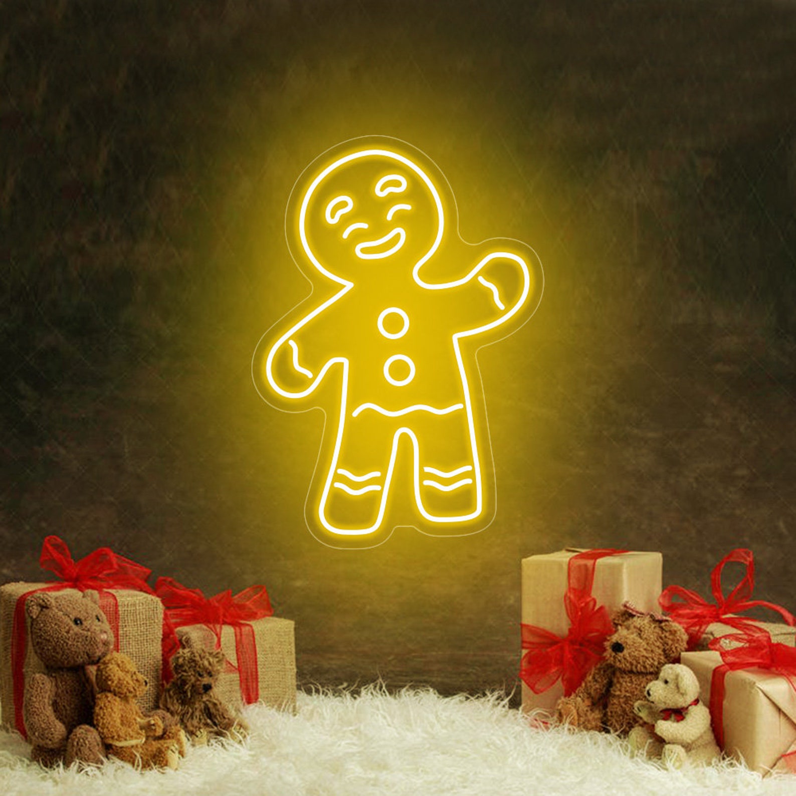 Gingerman Christmas Neon Sign Gingerbread Christmas Neon Sign | Etsy
