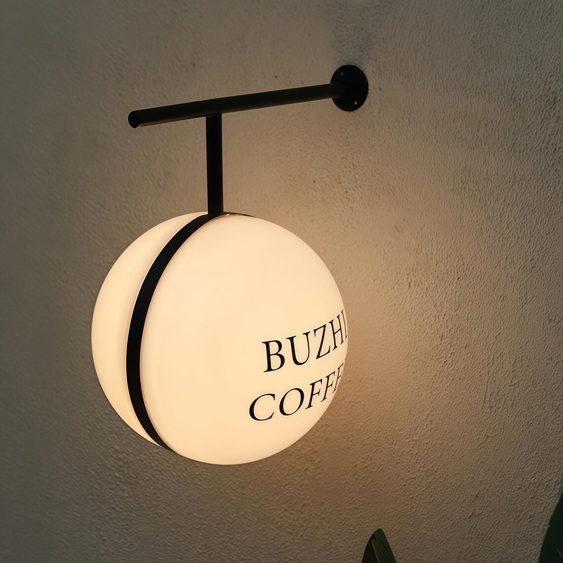 Custom Outdoor Wall Mounted Store Sign, Round Shop Double Side Light ...