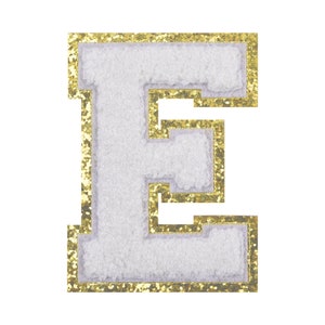 A-Z Chenille Patch, Glitter White Letter Iron on Patches, 4.5 Inches ...