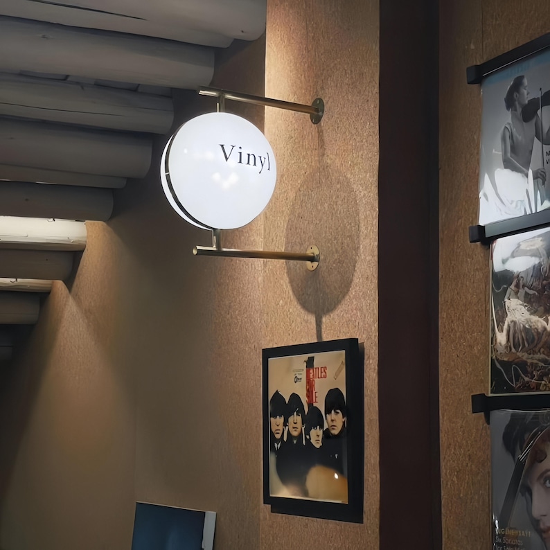 Custom Outdoor Wall Mounted Store Sign, Round Shop Double Side Light ...