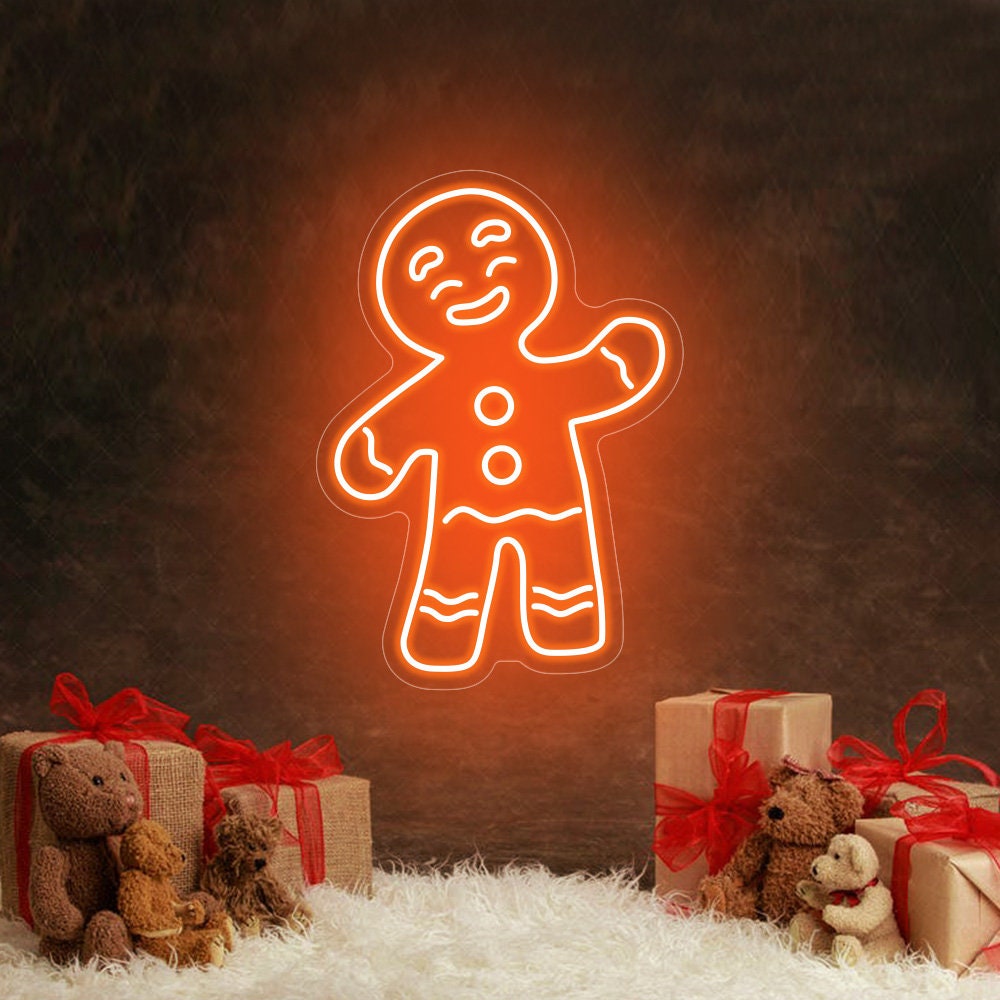 Gingerman Christmas Neon Sign Gingerbread Christmas Neon Sign Merry ...