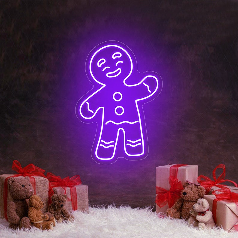 Gingerman Christmas Neon Sign Gingerbread Christmas Neon Sign Merry ...