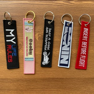 100PCS Customized Embroidery Keychain, Flight Woven Keychain, Double ...