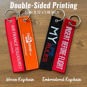 100PCS Customized Embroidery Keychain, Flight Woven Keychain, Double-sided Personalized Logo ...