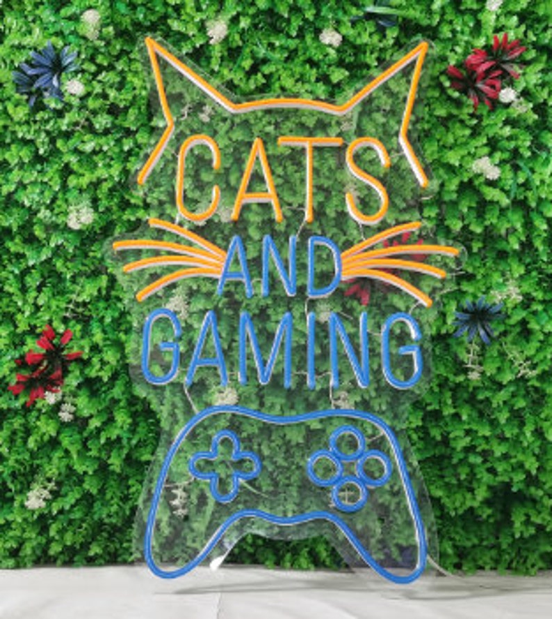 Cats and Gaming Neon Sign Led Neon Light Sign Personalized - Etsy