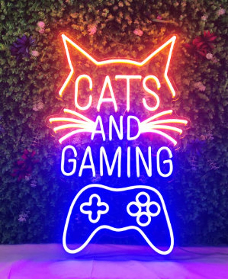 Cats and Gaming Neon Sign Led Neon Light Sign Personalized - Etsy