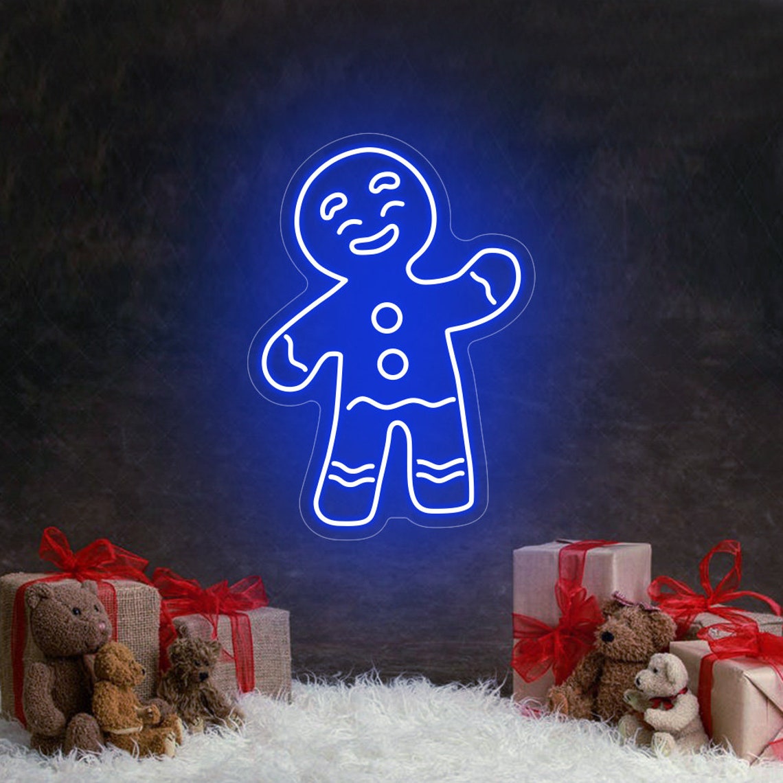 Gingerman Christmas Neon Sign Gingerbread Christmas Neon Sign Merry ...