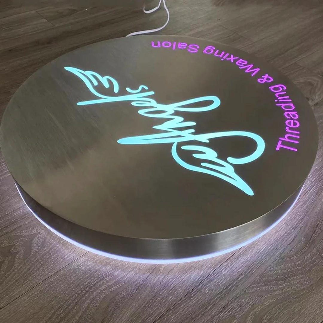 Custom Metal Backlit Round Light Box, LED Logo Hollow Out Light Box ...