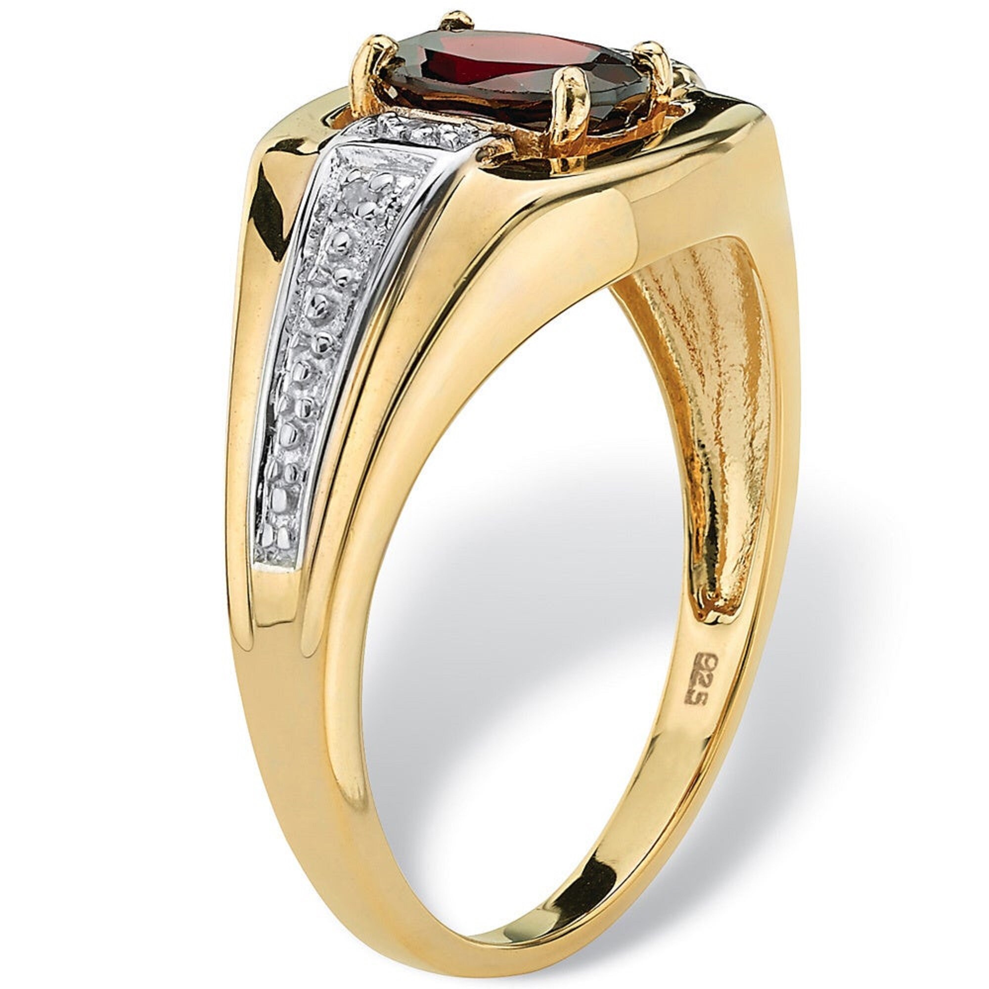 Mens Red Garnet Ring, 1 CT Oval Cut Garnet With Accent Moissanite Male ...