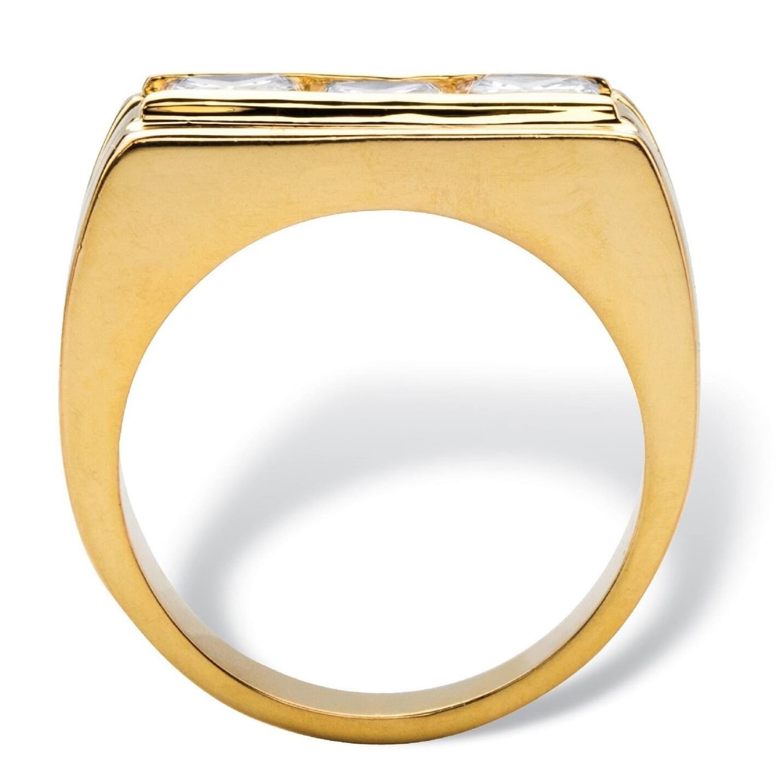 Mens Three Stone Moissanite Ring, Men's Silver & Gold Unique Wedding ...