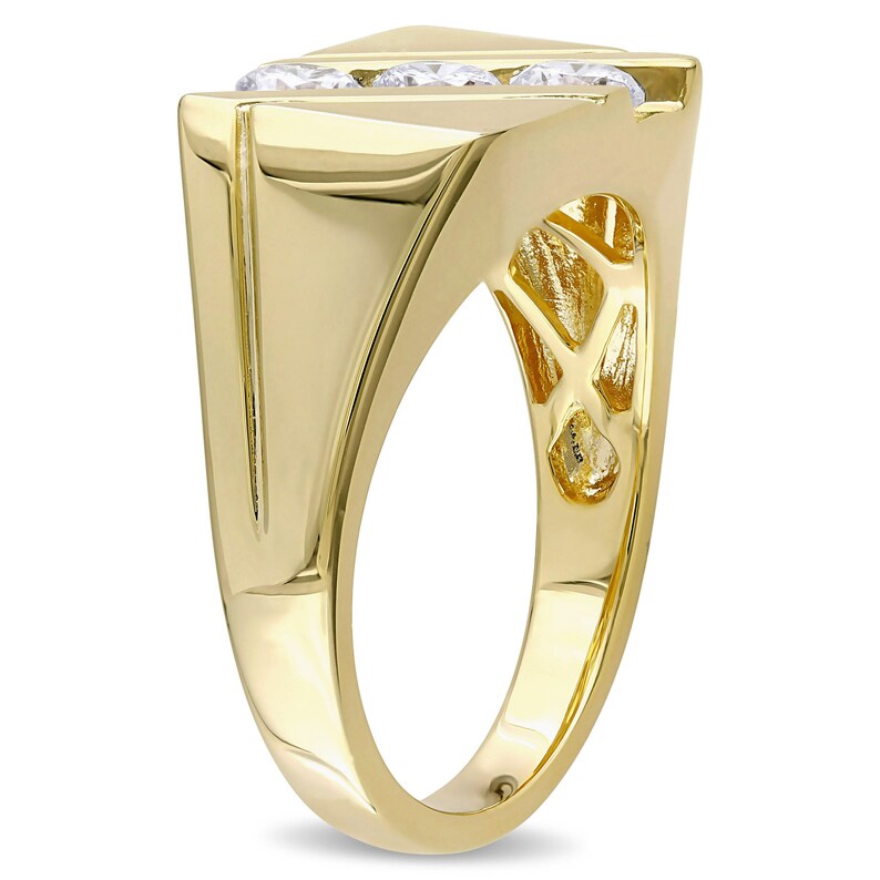 Men's Three Stone Lab Diamond Ring Men's Triple Stone - Etsy