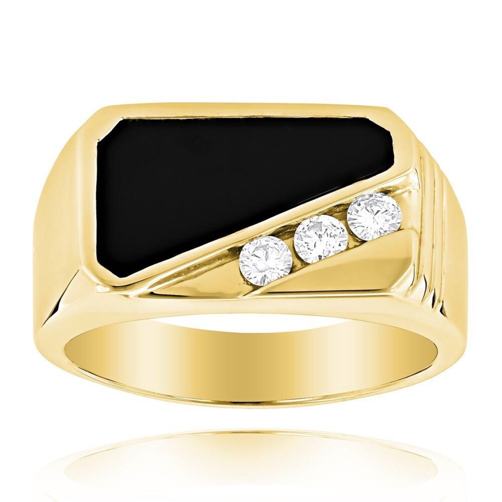 Men's Three Stone Moissanite Ring, Mens Silver & Gold Unique Wedding ...