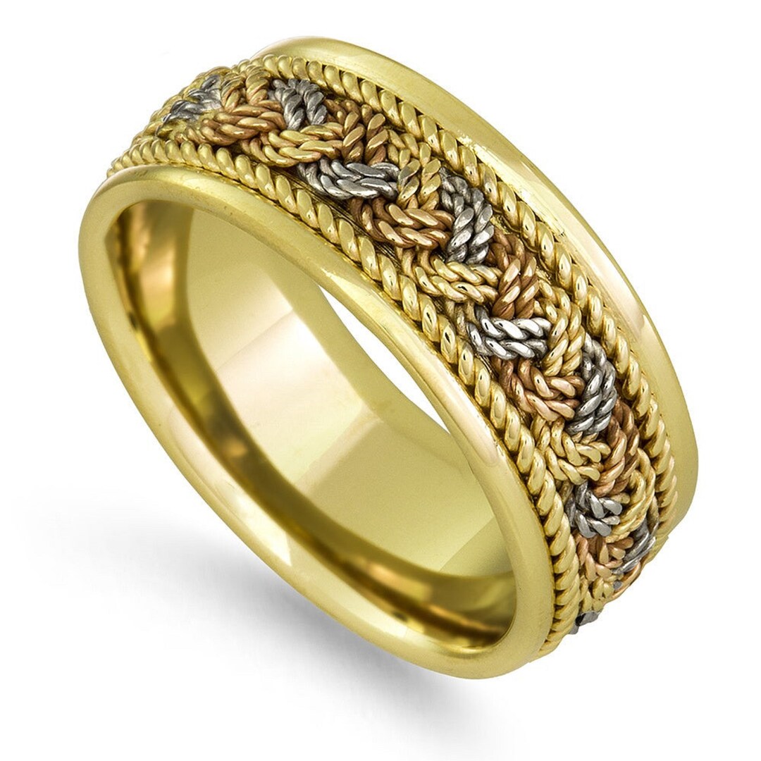 Men's Unique Hand Made Band, Men's Art Deco Wedding Ring With Center of ...