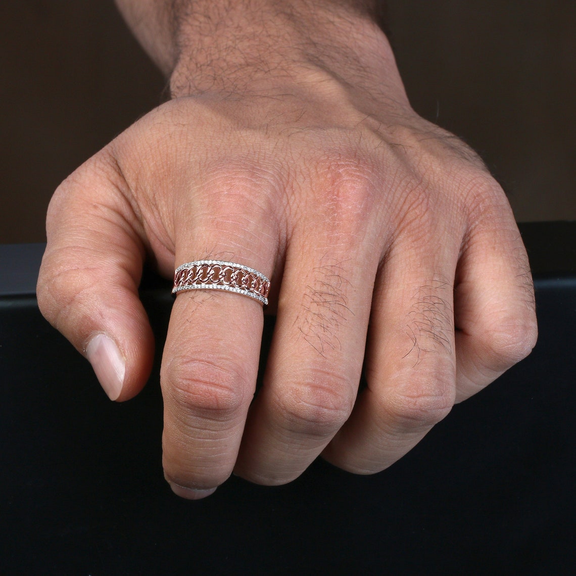 Mens Lab Diamond Ring Men's Cuban Link Wedding Band Male - Etsy