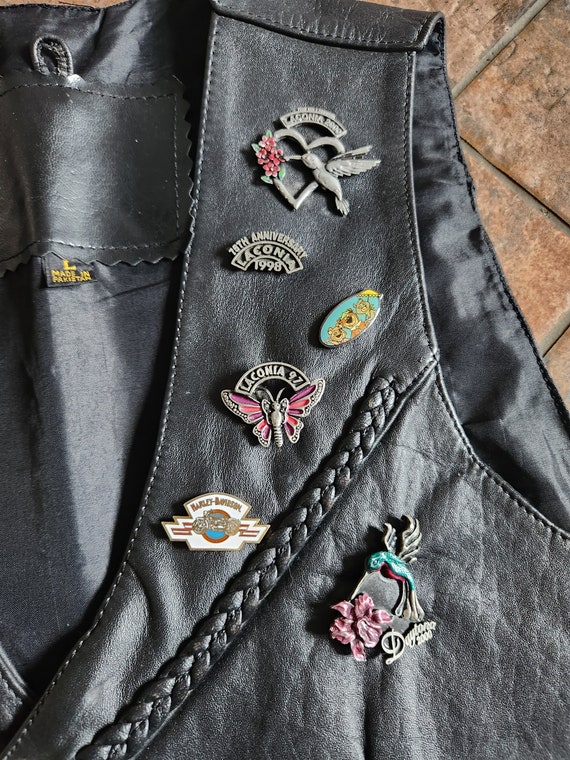 Vintage Leather Jacket, Chaps and Vest with Pins - Gem